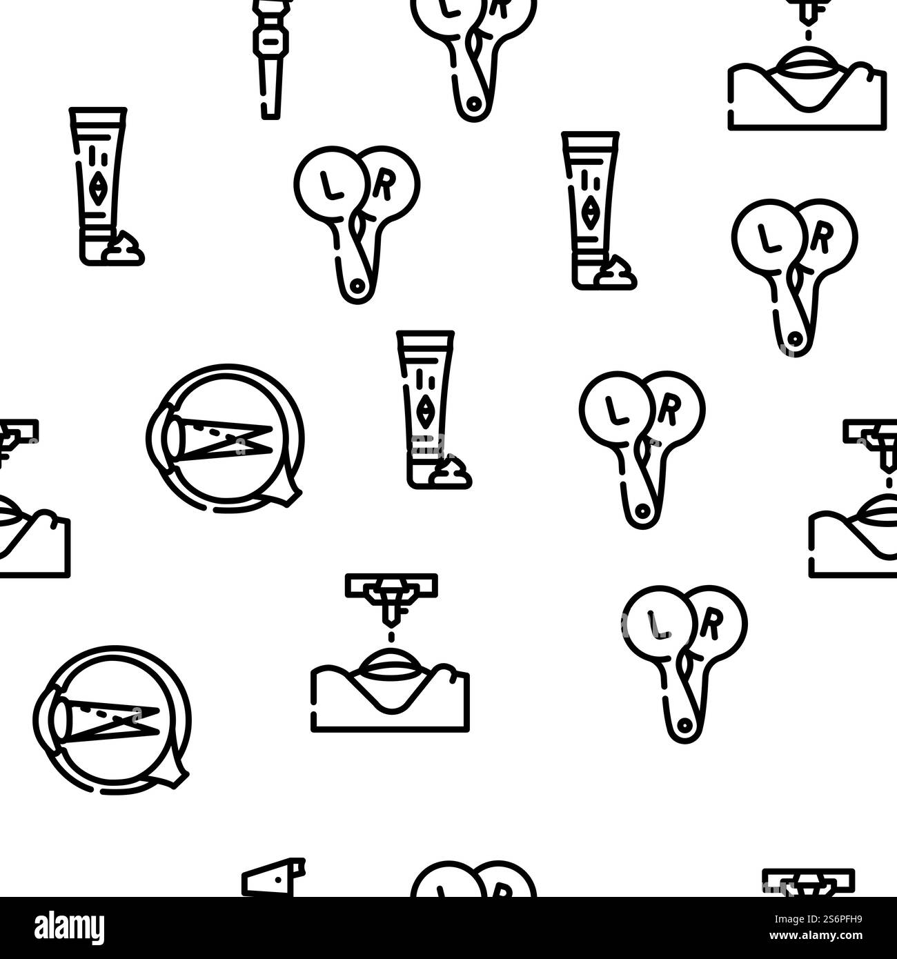 Ophthalmology Eye Disease Treat Vector Seamless Pattern Thin Line ...