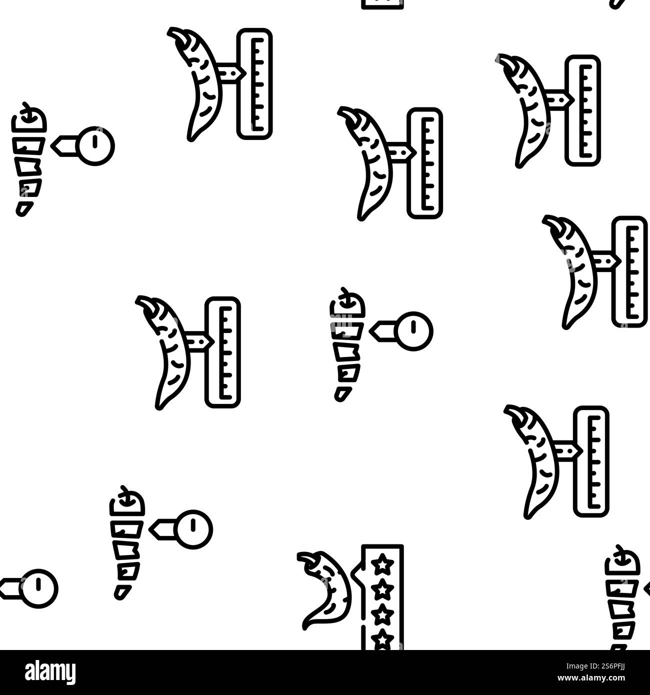 Spicy Pepper Different Scale Vector Seamless Pattern Thin Line ...