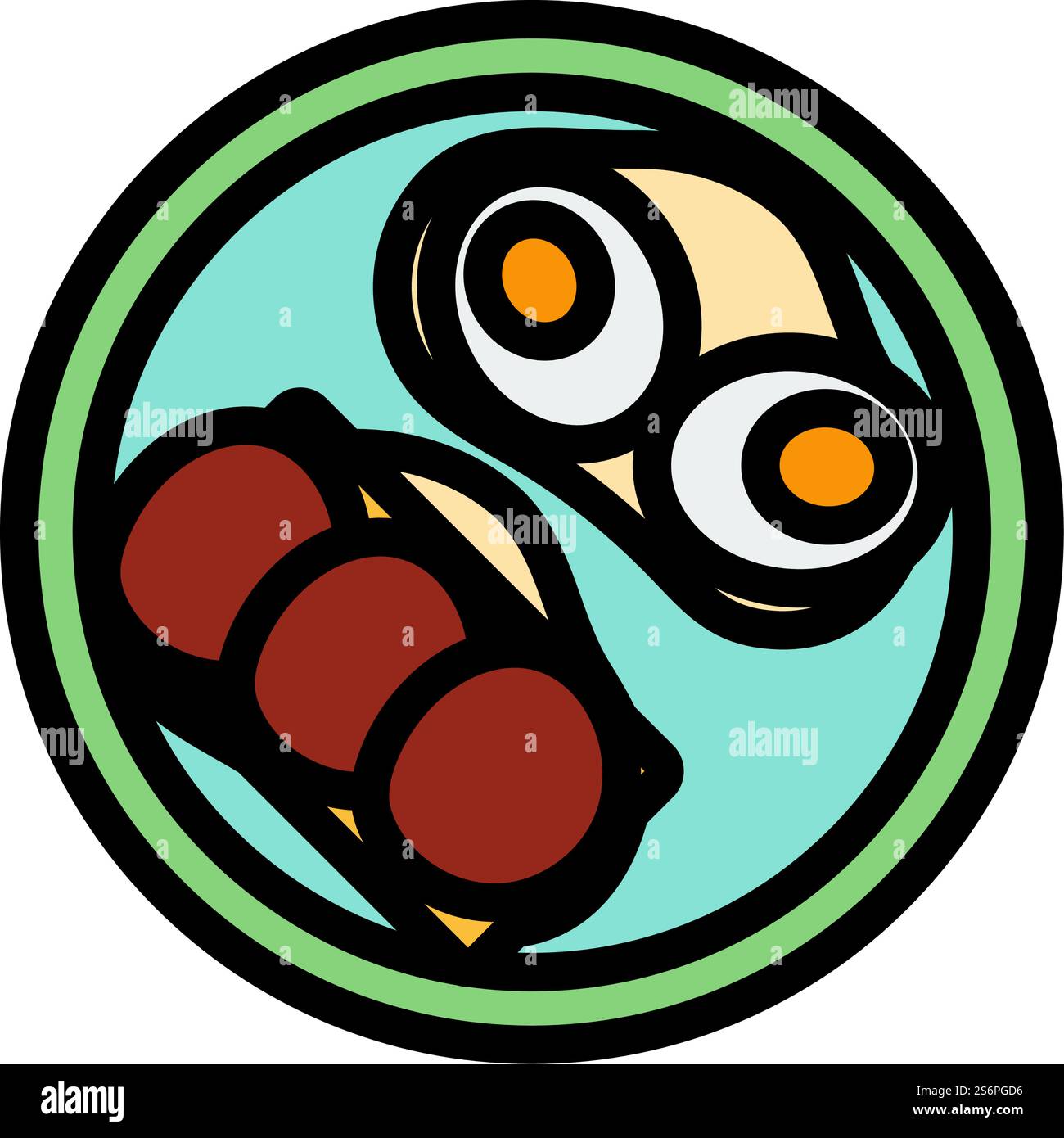 Icon Of Omlet And Sandwich. Editable Bold Outline With Color Fill ...