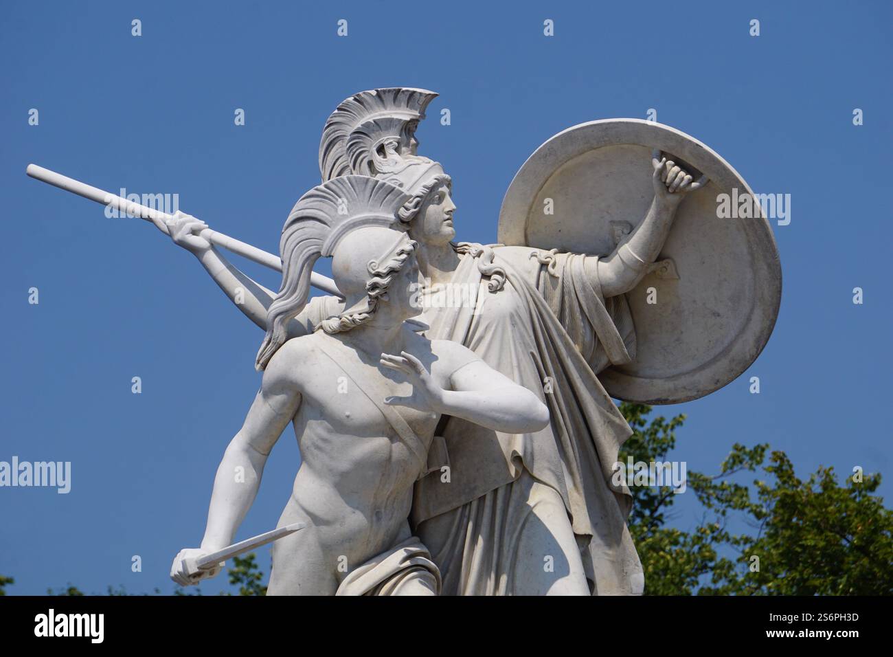 A white marble statue, inspired by Greek mythology on Schlossbruecke ...