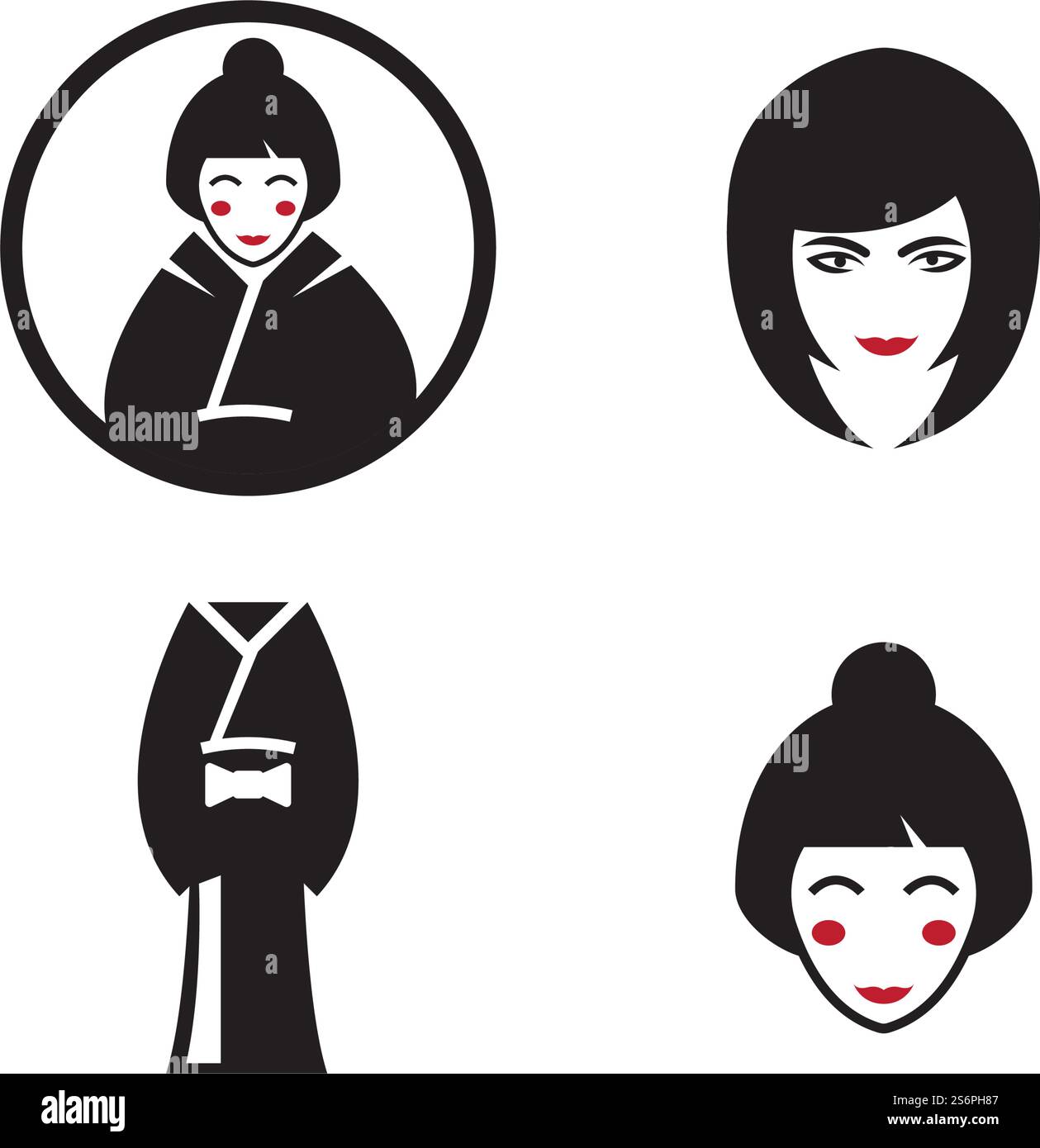 Geisha face kimono traditional style logo vector Stock Vector Image ...