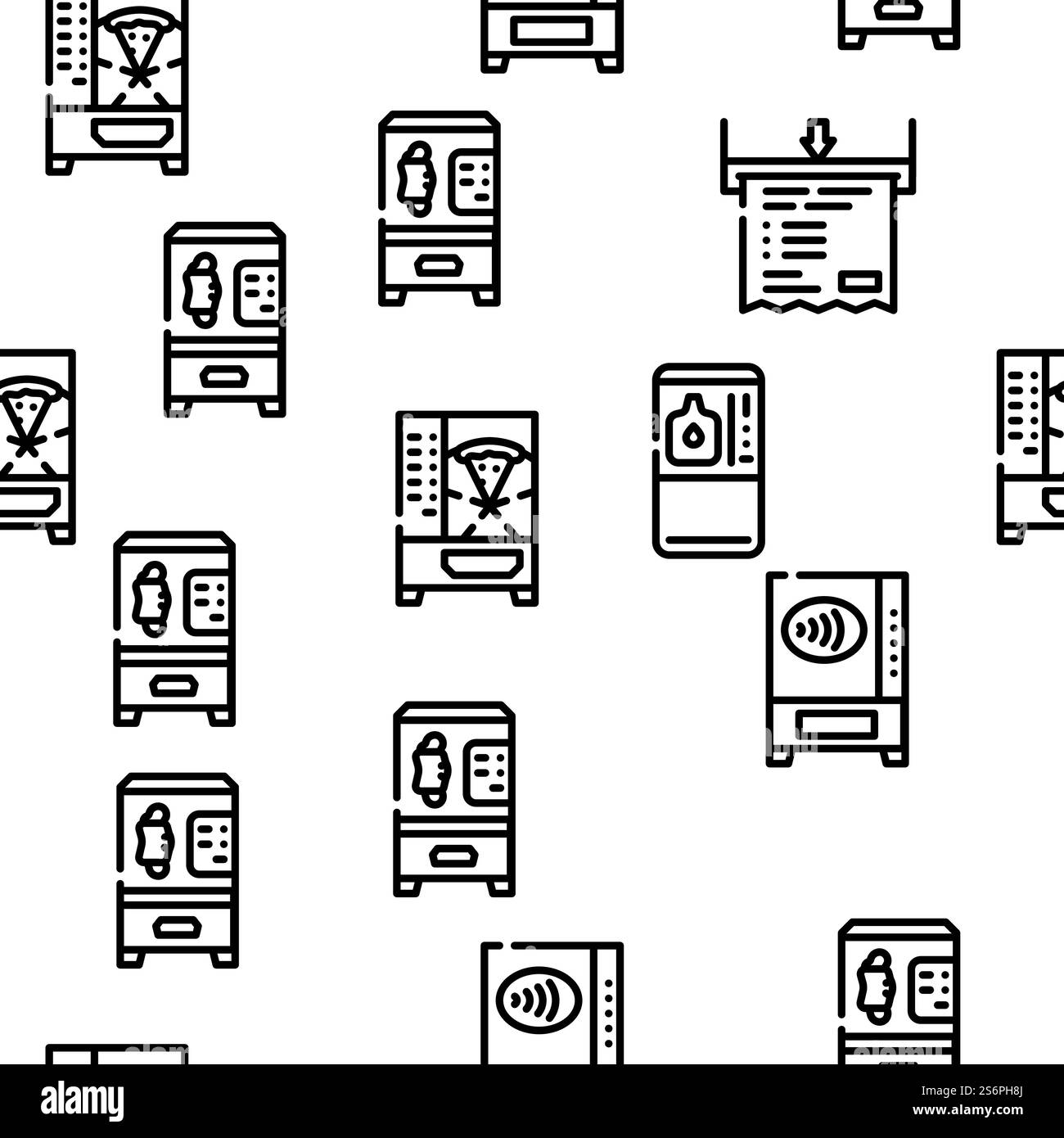 Vending Machine Sale Equipment Vector Seamless Pattern Thin Line ...