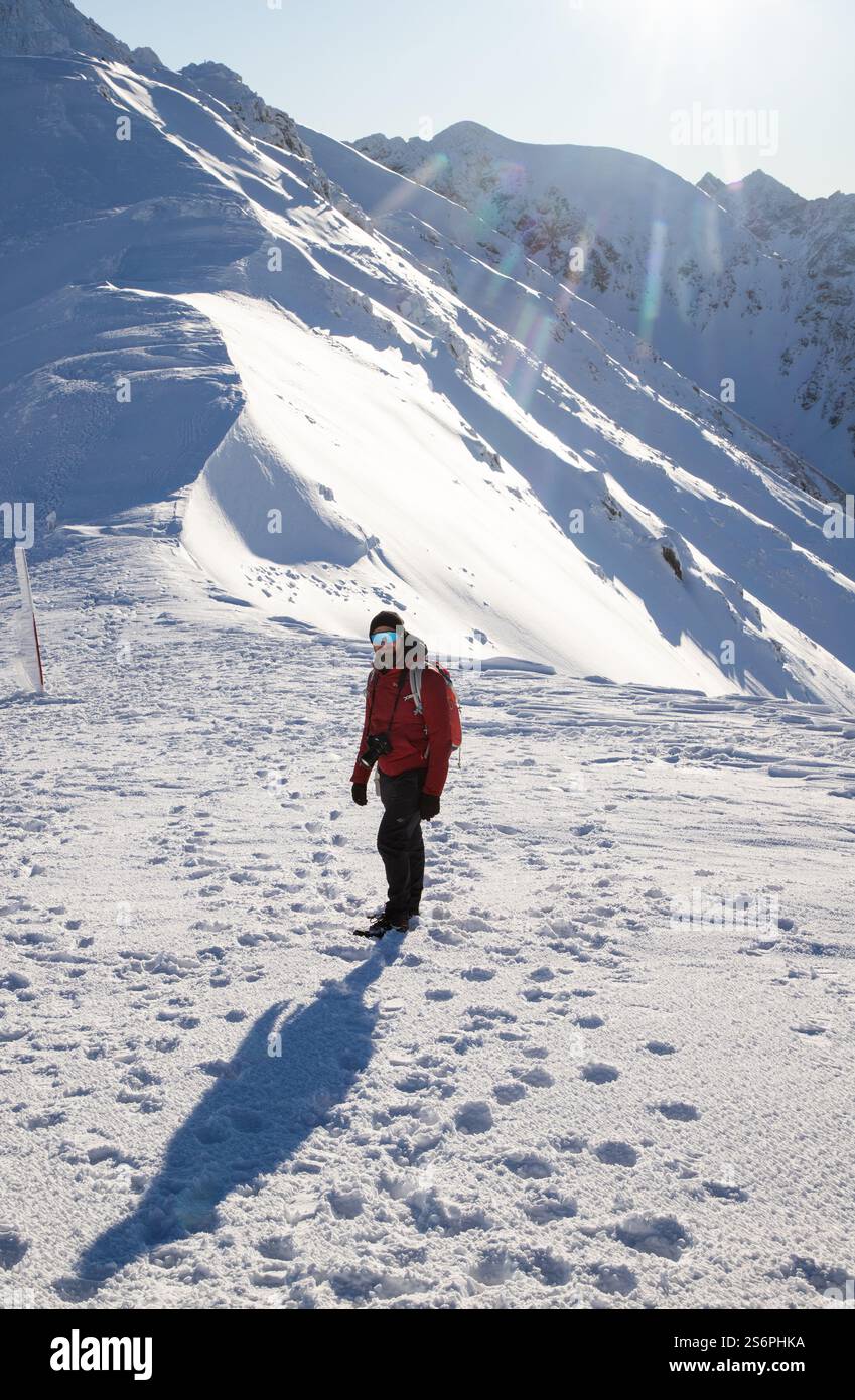 man hiking in winter Tatra mountains Poland Stock Photo - Alamy