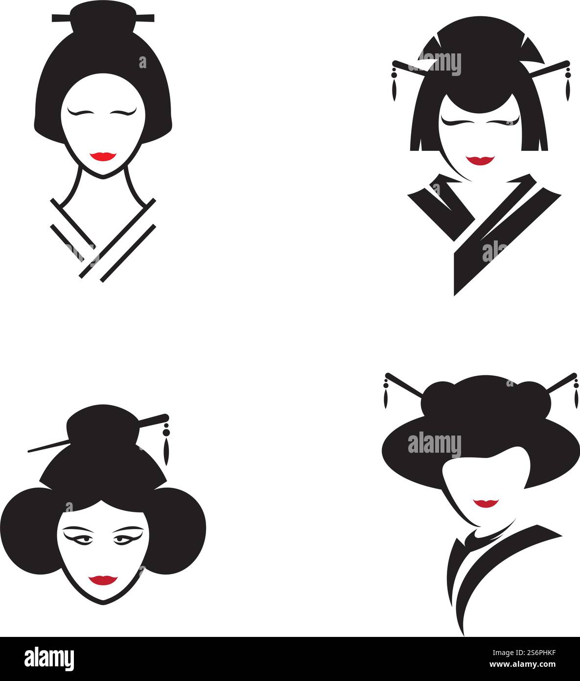 Geisha face kimono traditional style logo vector Stock Vector Image ...