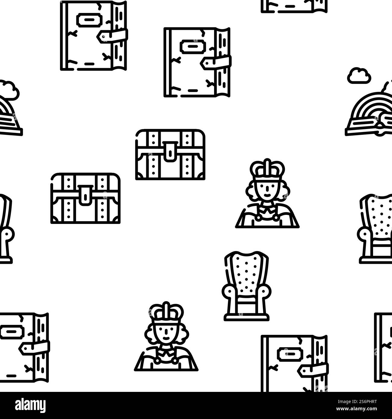 Fairy Tale Story Medieval Book Vector Seamless Pattern Thin Line ...