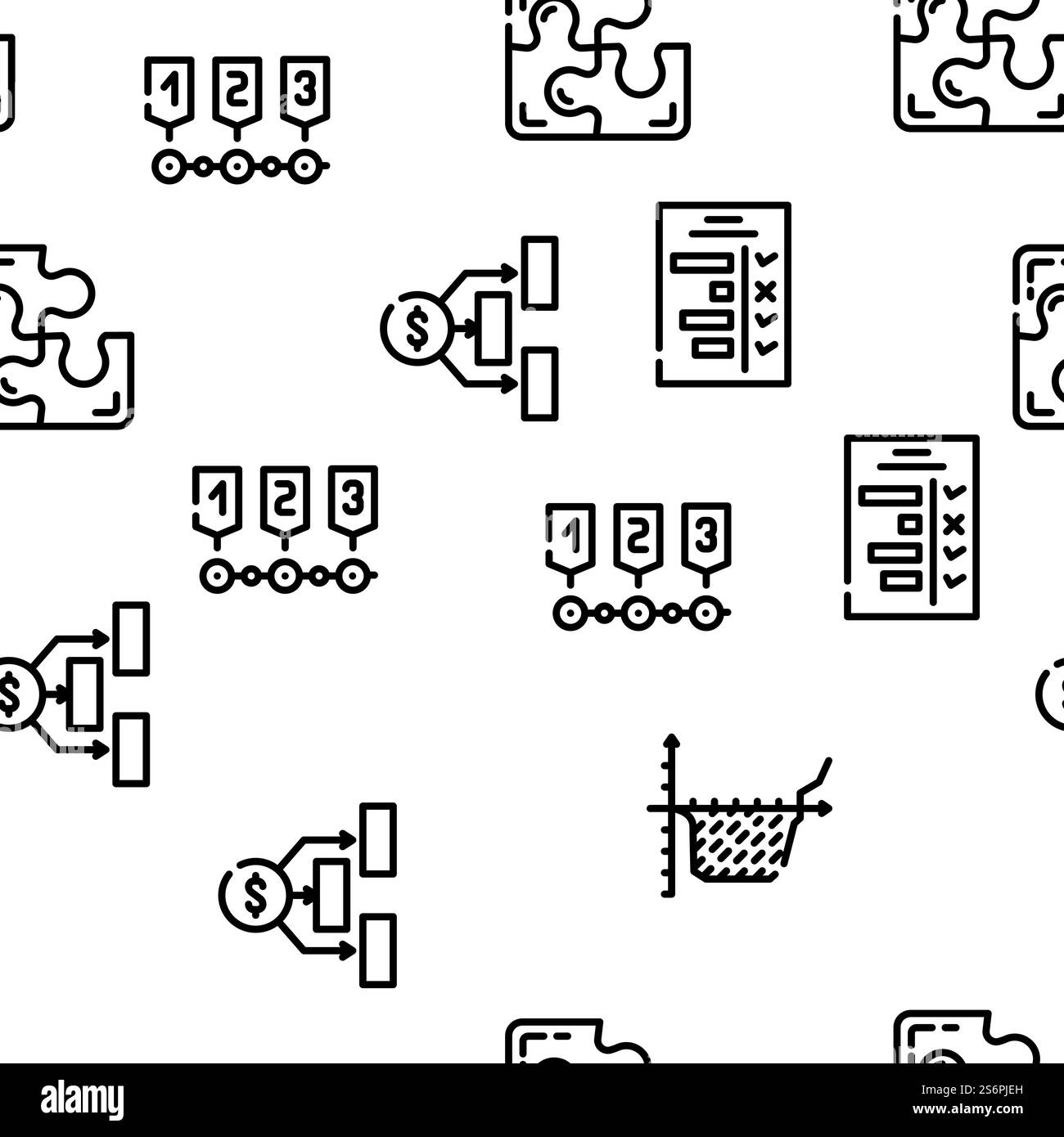 Planning Startup Project Strategy Vector Seamless Pattern Thin Line Illustration. Planning ...