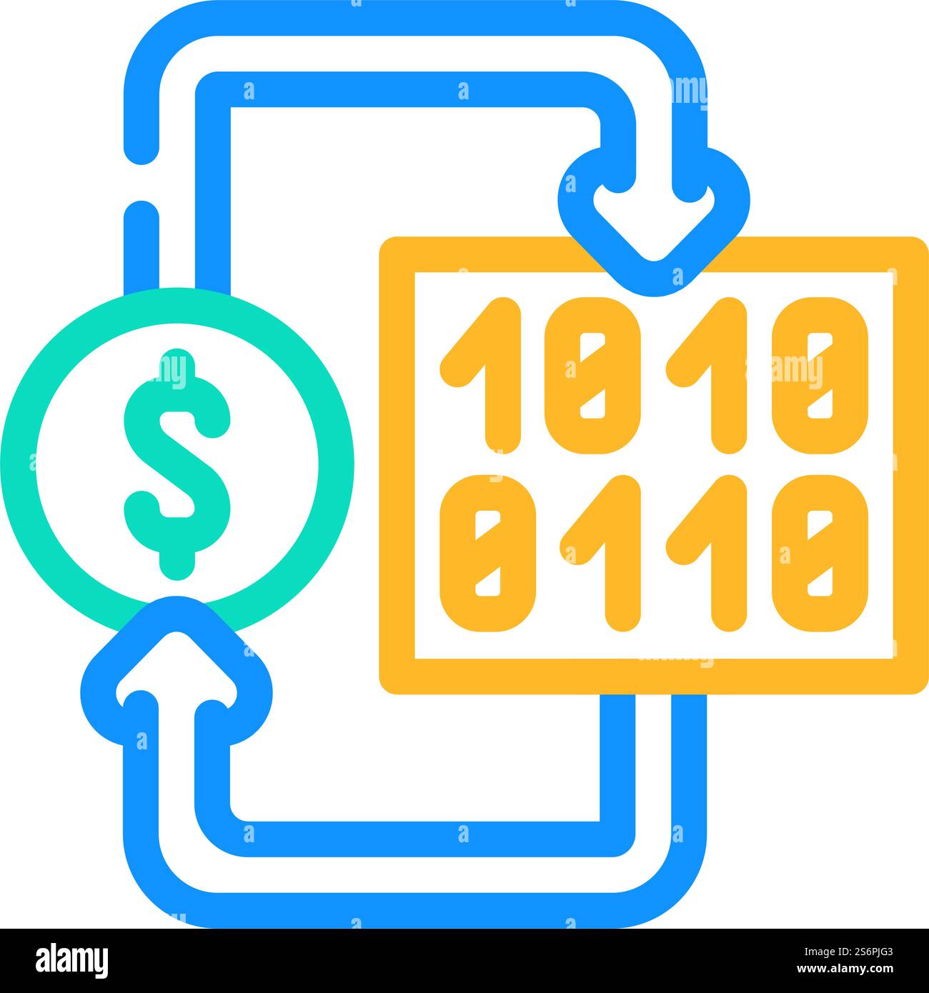 converting digital money into paper color icon vector. converting ...