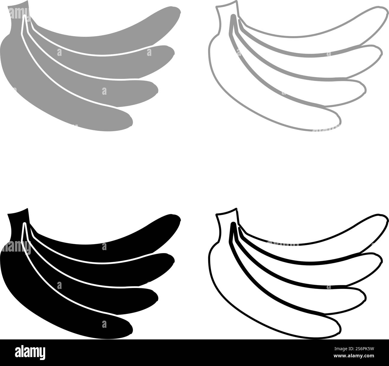 Bunch of bananas set icon grey black color vector illustration image ...