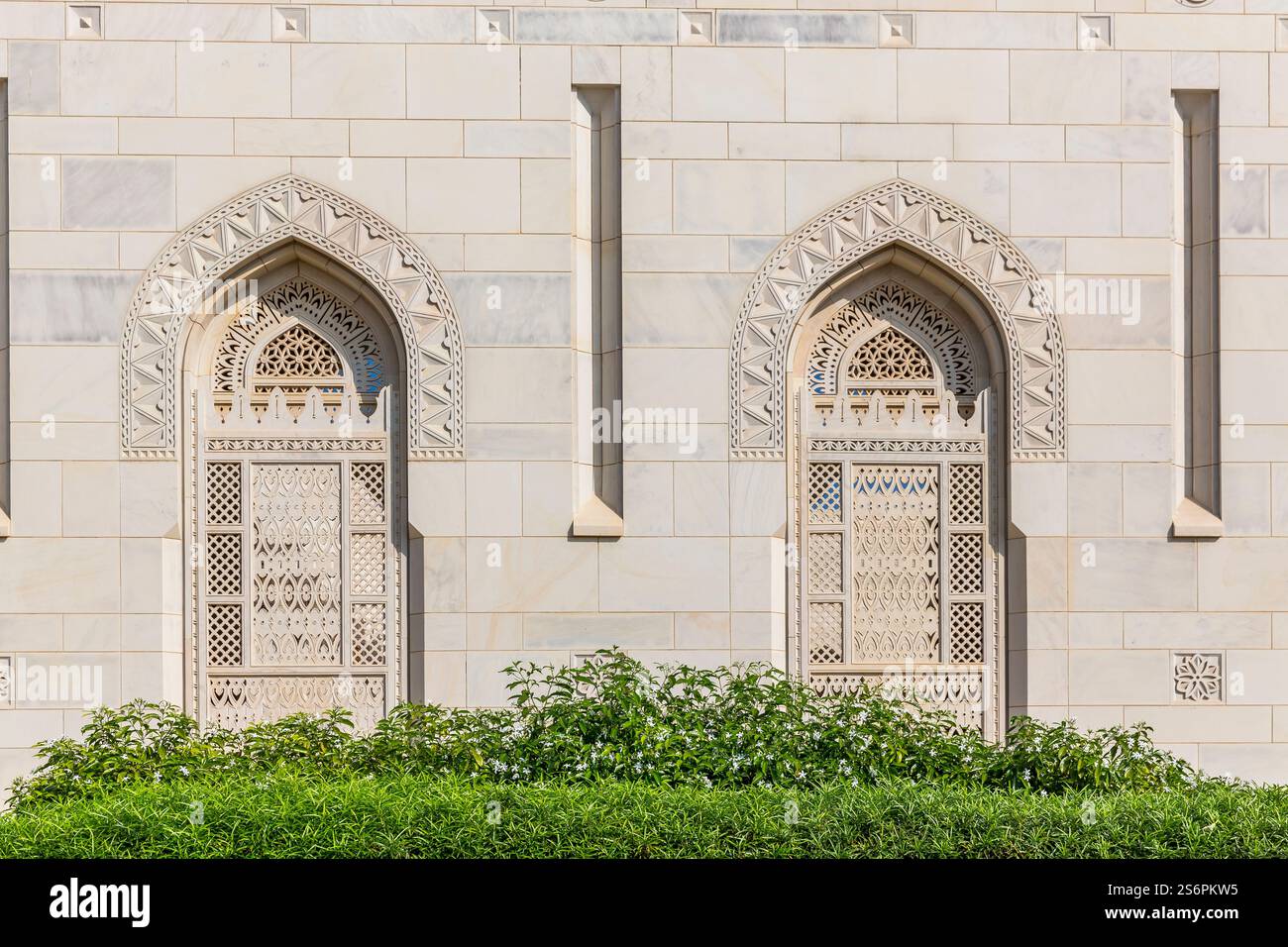 Decorated windows, Sultan Qaboos Grand Mosque, Muscat, Muscat, Oman ...