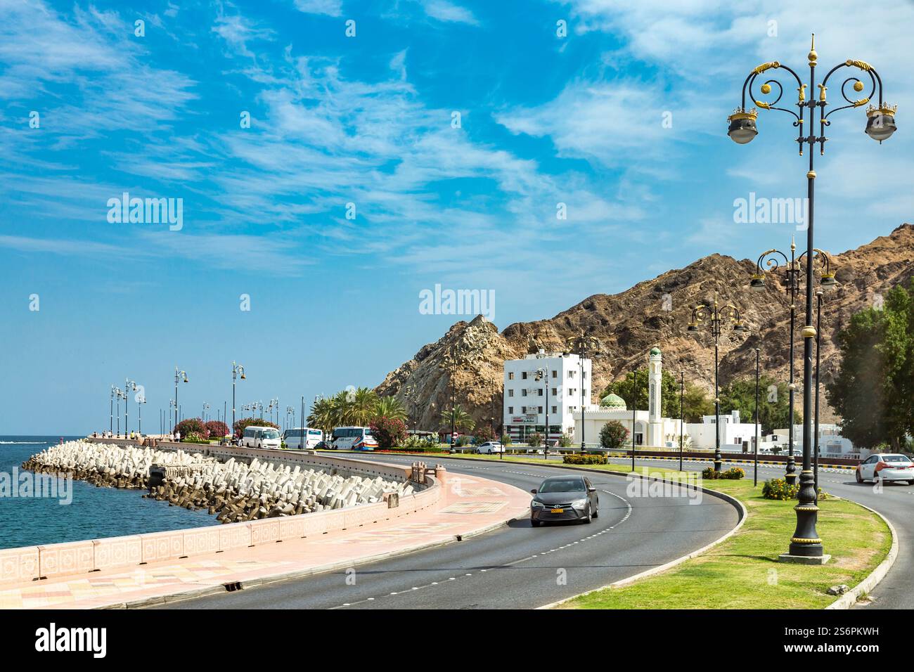 Riyam Mosque on Mutrah Corniche, street in Muscat, Muscat, Oman ...