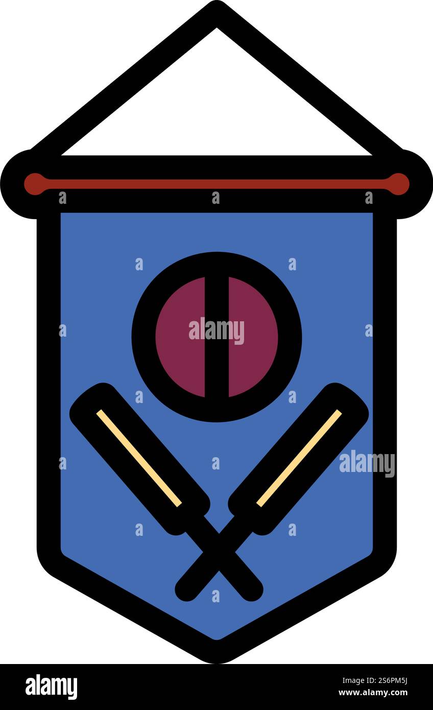 Cricket Shield Emblem Icon. Editable Bold Outline With Color Fill ...