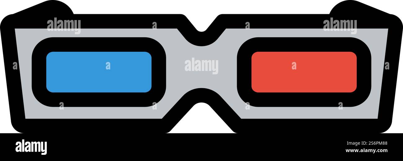 3d Goggle Icon. Editable Bold Outline With Color Fill Design. Vector ...