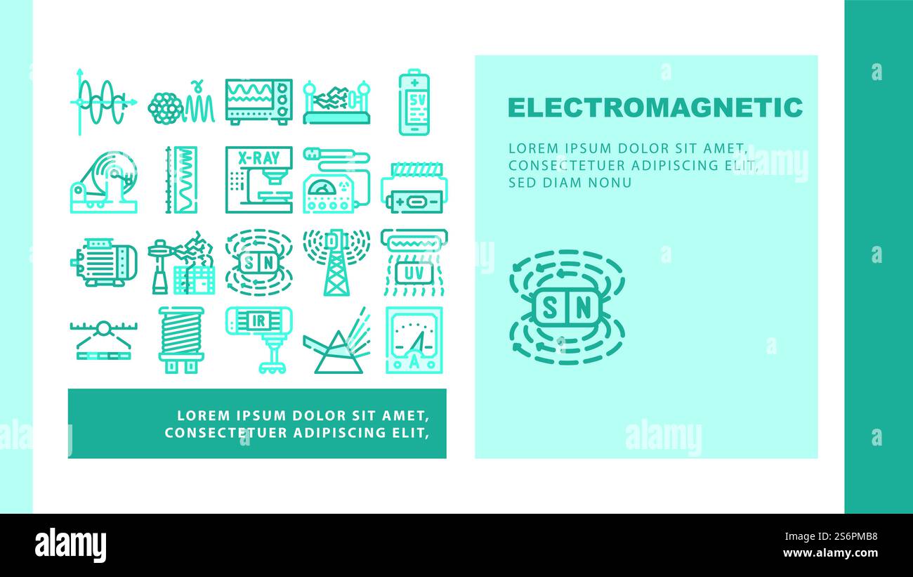 Electromagnetic Science Physics Landing Web Page Header Banner Template ...