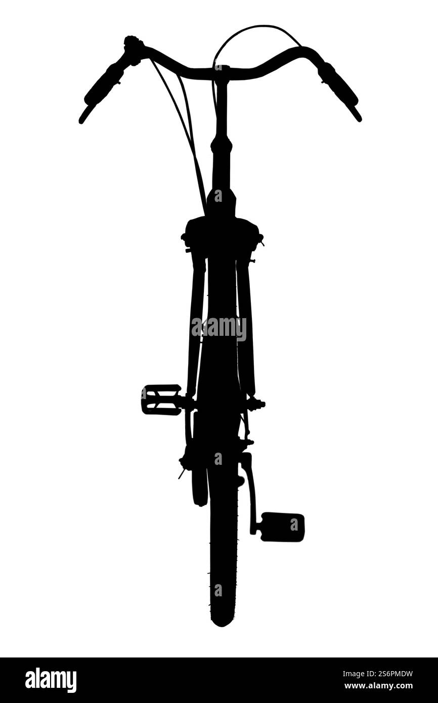 City bicycle silhouette, retro style bike front view. Isolated on white ...
