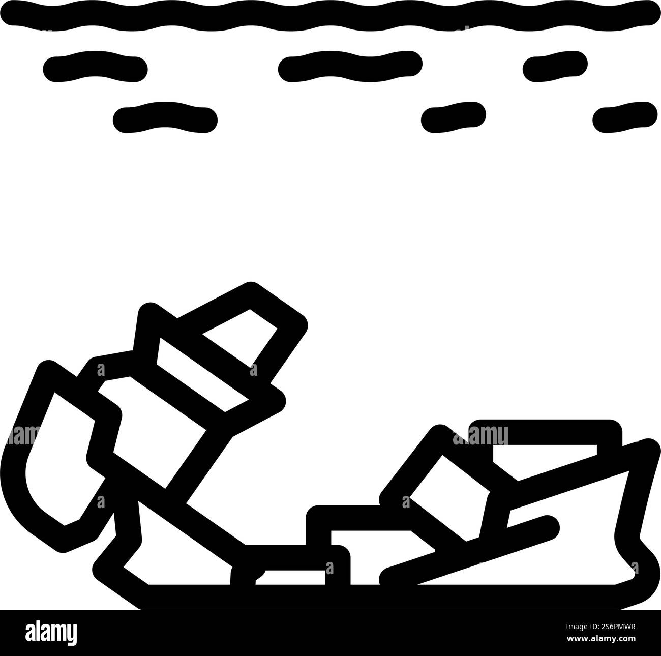 sunken container ship line icon vector. sunken container ship sign ...