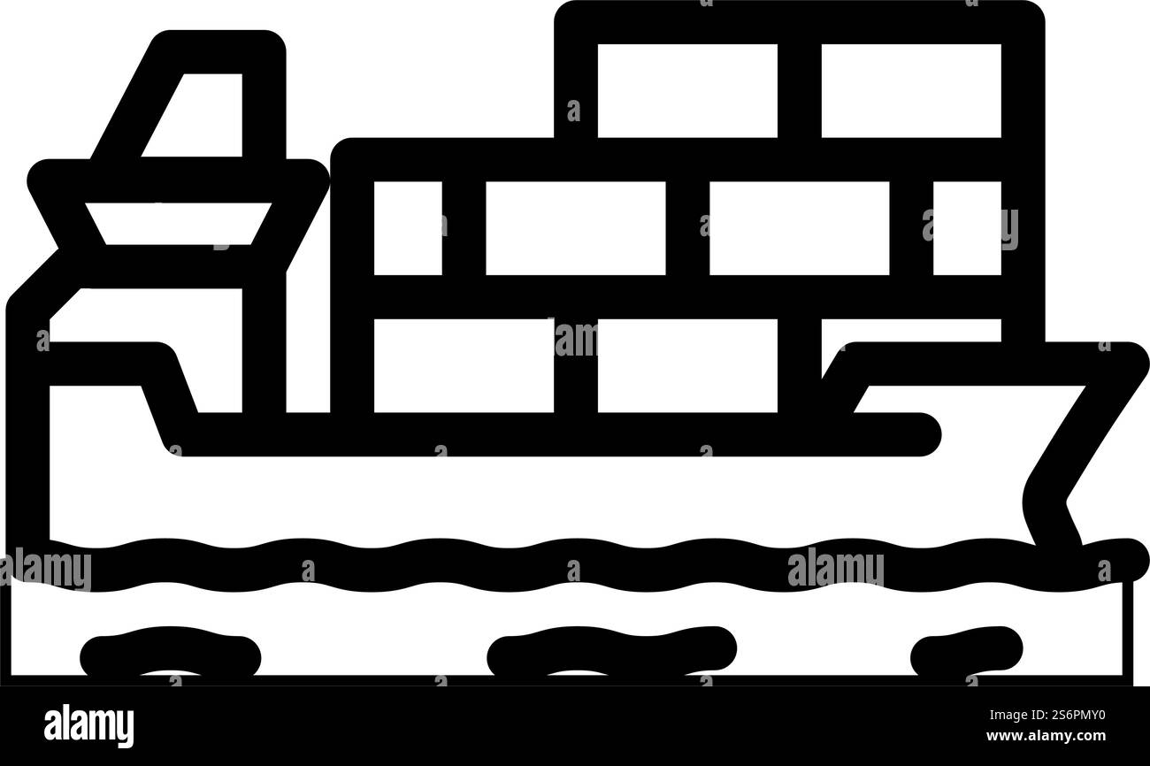 container ship line icon vector. container ship sign. isolated contour ...