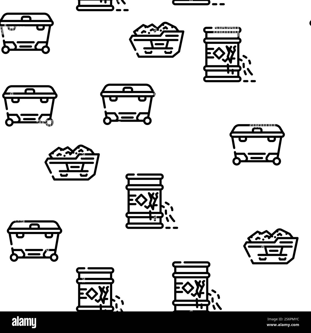 Solid Waste Management Business Vector Seamless Pattern Thin Line ...