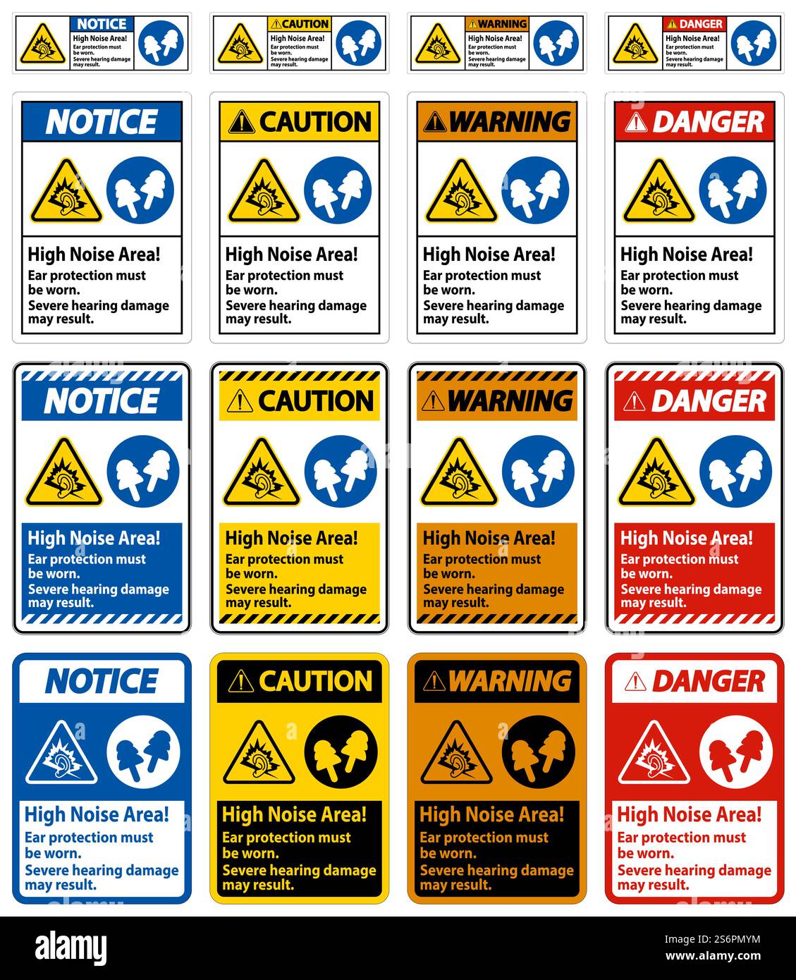 Warning Sign High Noise Area Ear Protection Must Be Worn, Severe ...
