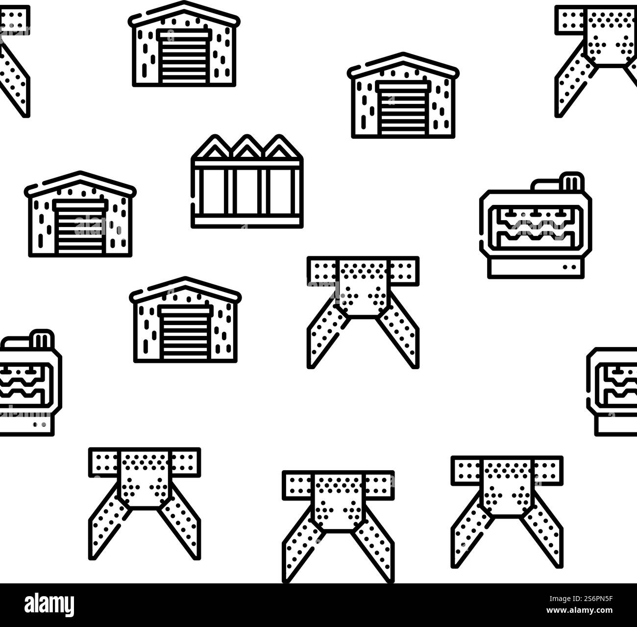 Self-framing Metallic Building Vector Seamless Pattern Thin Line ...