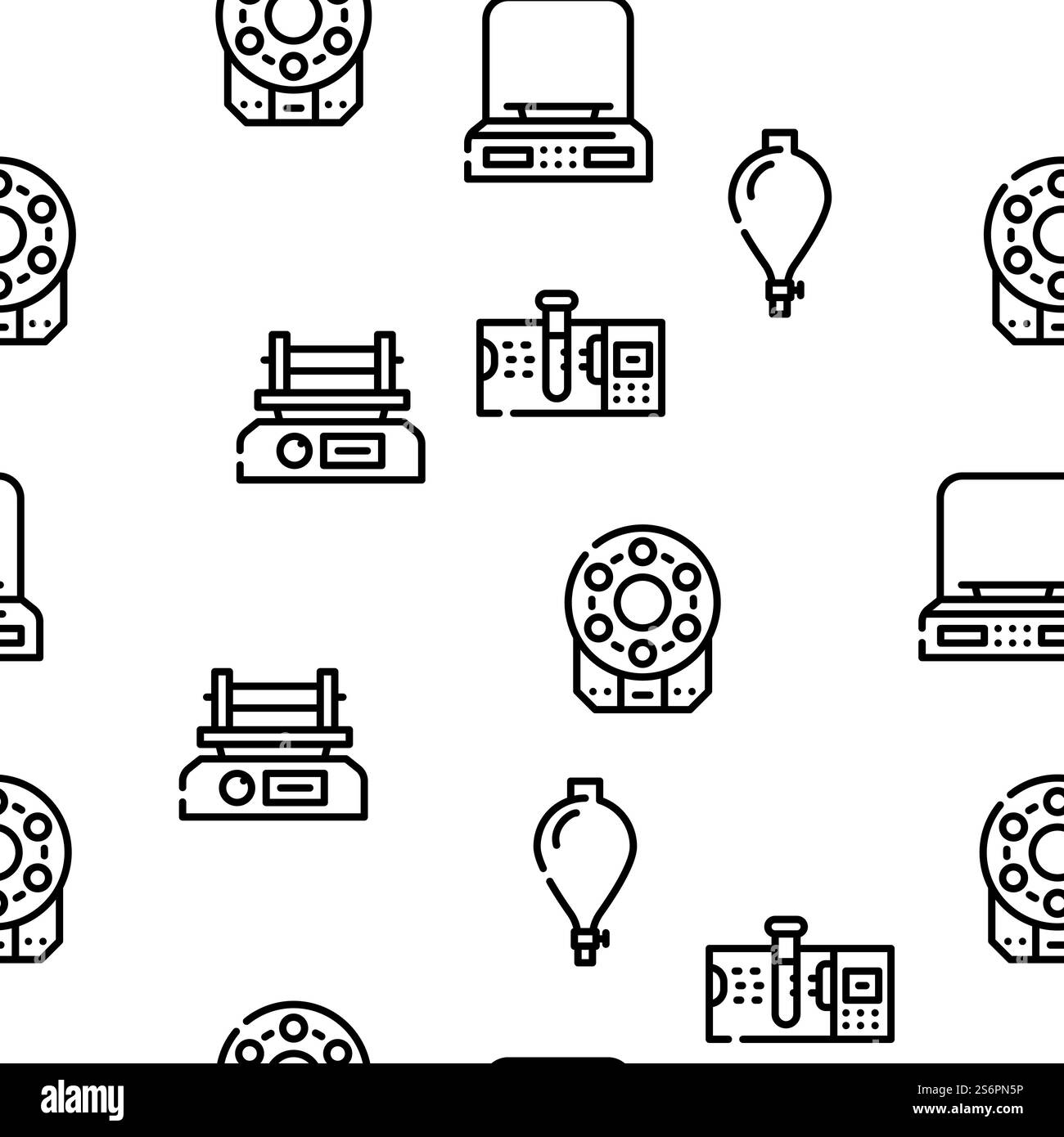 Laboratory Equipment For Analysis Vector Seamless Pattern Thin Line ...