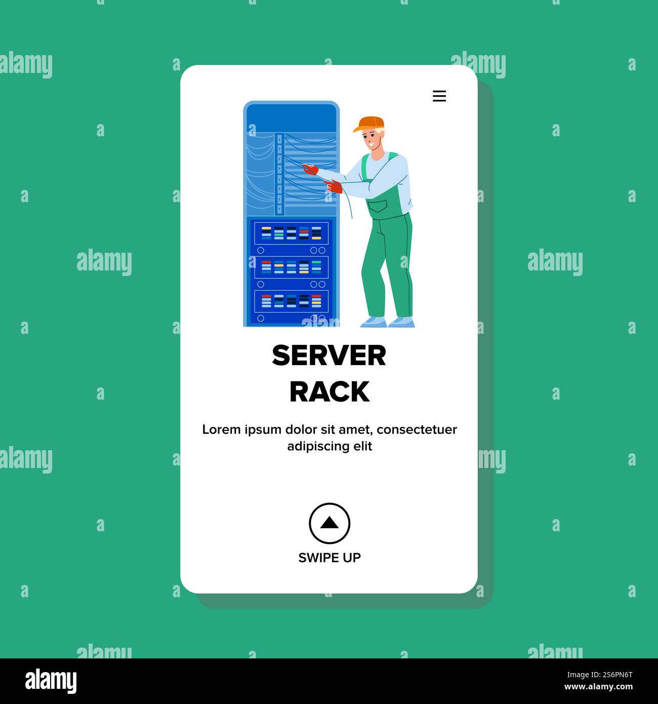 Server Rack Expertise Make Maintenance Man Vector Computing Server Rack Checking And Repairing