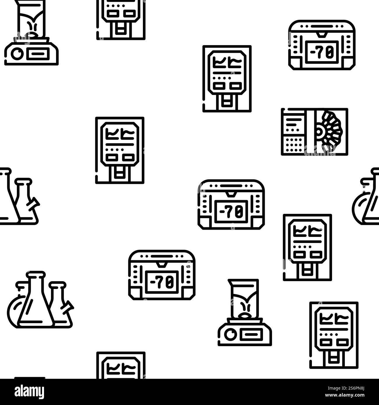 Laboratory Equipment For Analysis Vector Seamless Pattern Thin Line ...