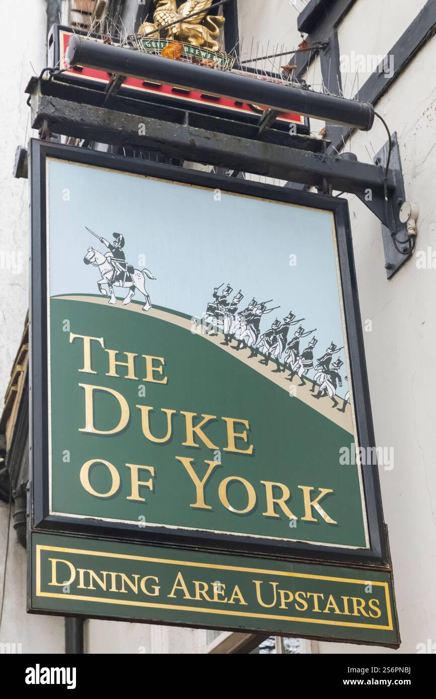 England, Kent, Tunbridge Wells, The Pantiles, The Duke of York Pub Sign ...