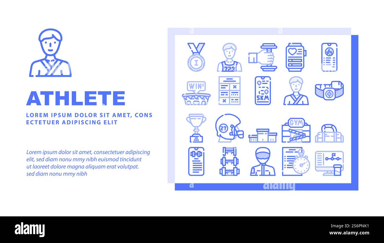 Athlete Sport Equipment And Award Landing Web Page Header Banner ...