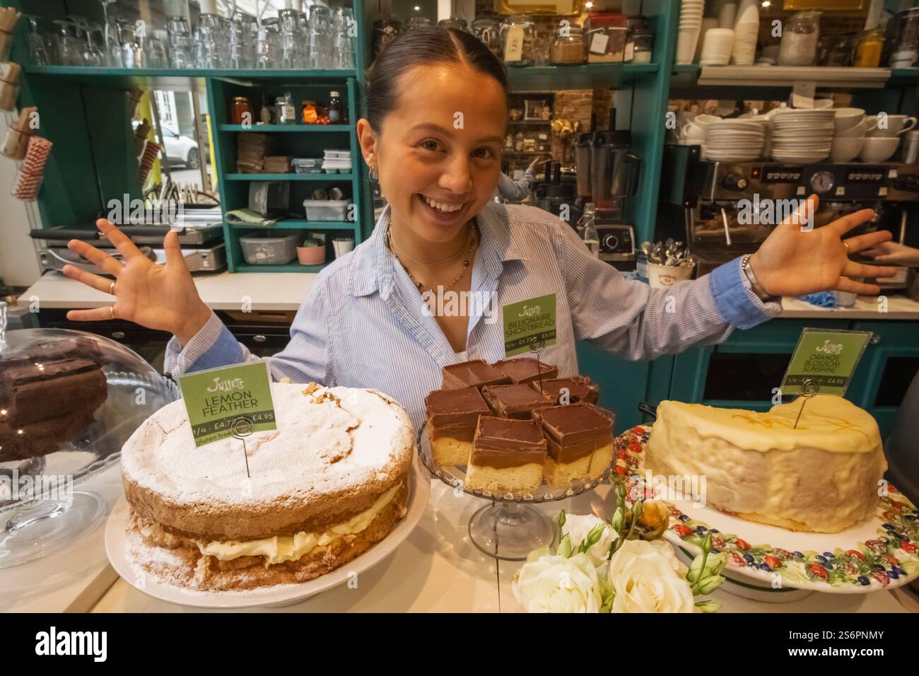 England, Kent, Tunbridge Wells, The High Street, Juliets Cafe, Cake ...