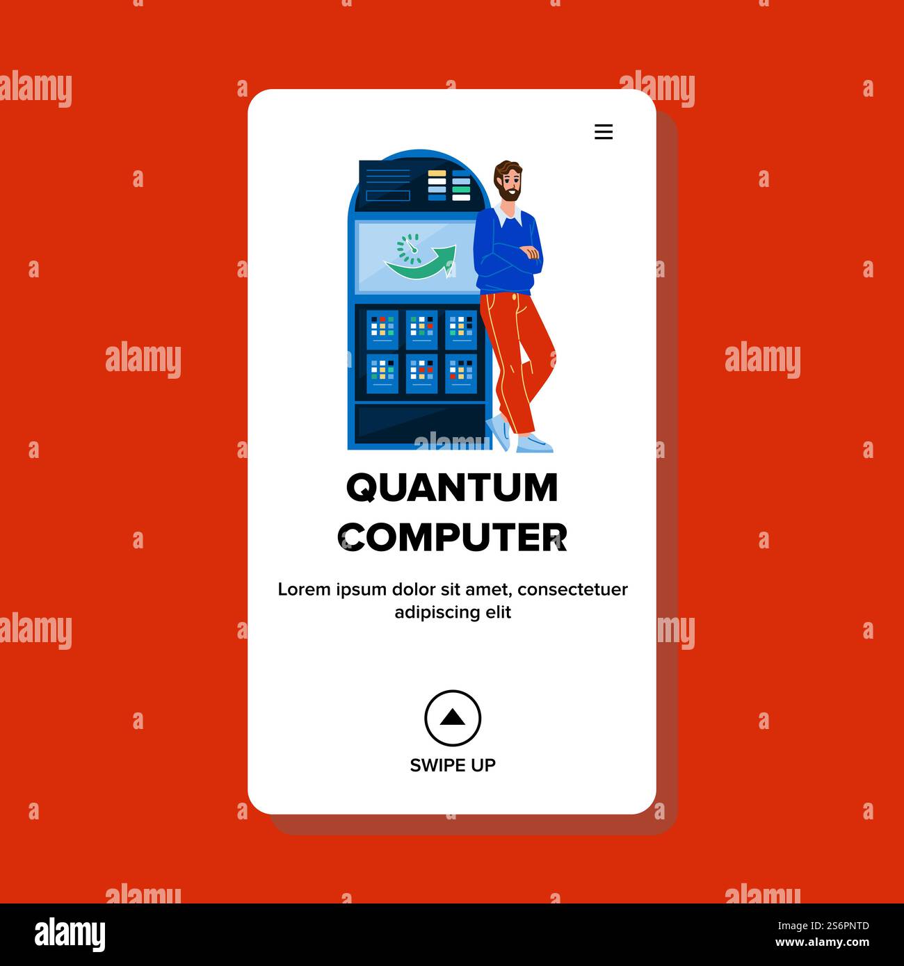 Quantum Computer Modern Digital Equipment Vector. Quantum Computer ...