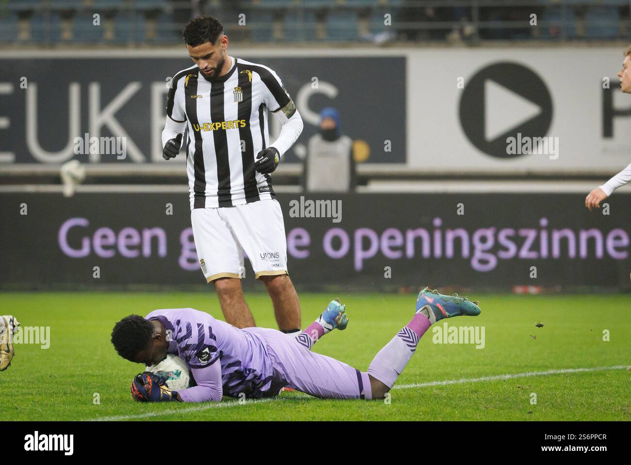 Gent, Belgium. 17th Jan, 2025. Charleroi's goalkeeper Mohamed Kone ...