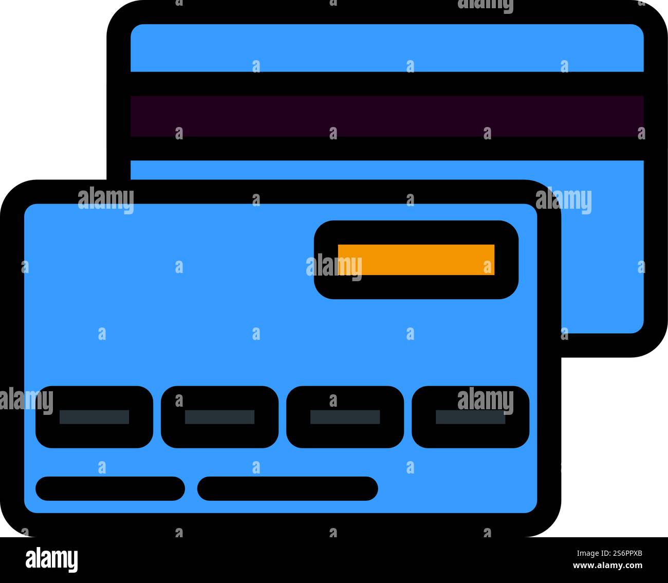 Front And Back Side Of Credit Card Icon. Editable Bold Outline With ...