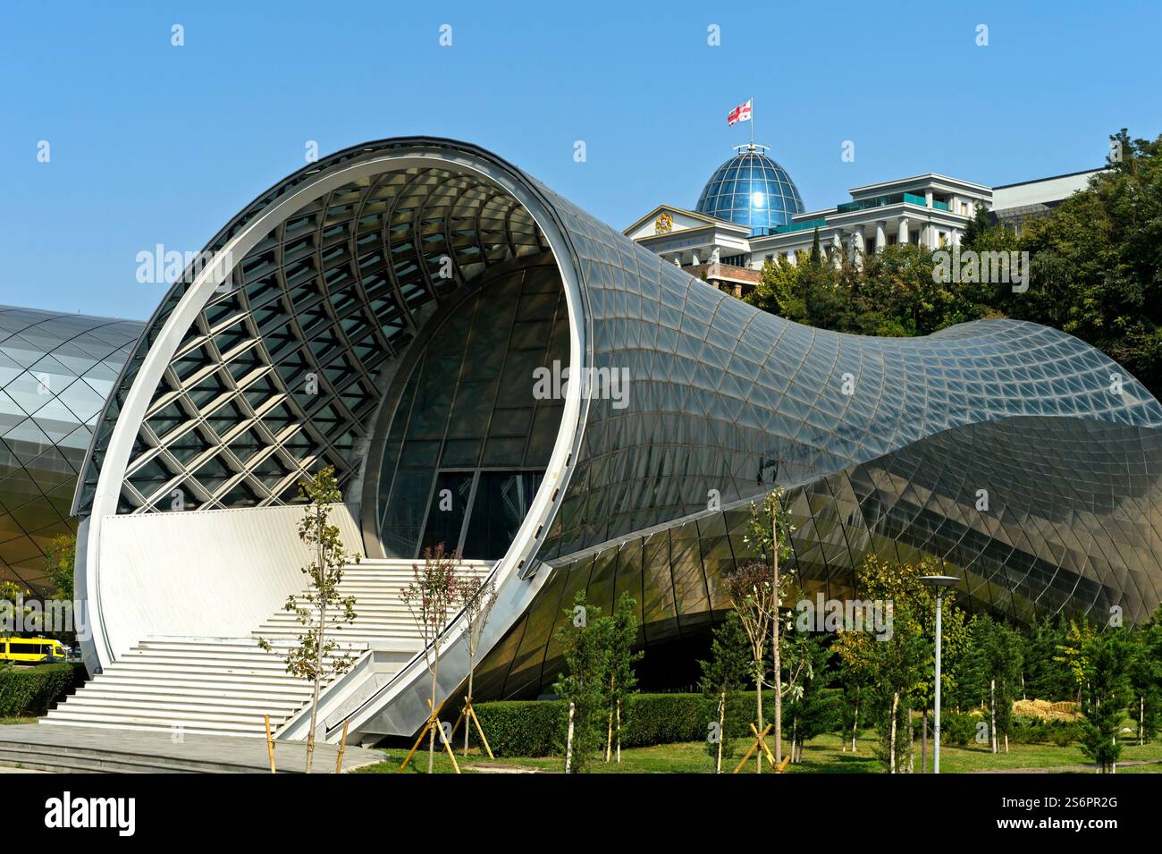 Futuristic theater building and exhibition hall in Rike City Park, architect Studio Fuksas ...