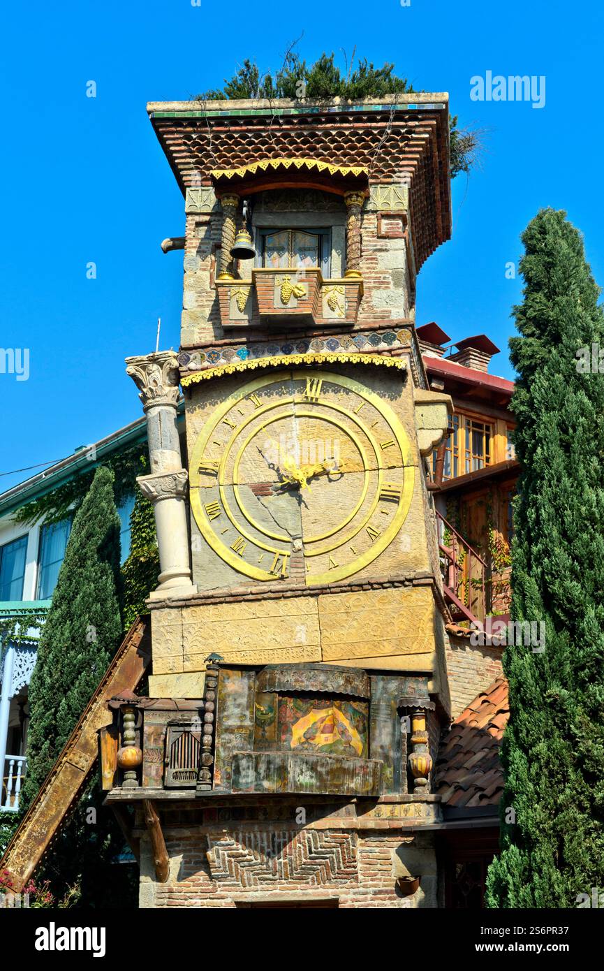 Clock tower of the Gabriadze Puppet Theater, Tbilisi, Georgia Stock ...