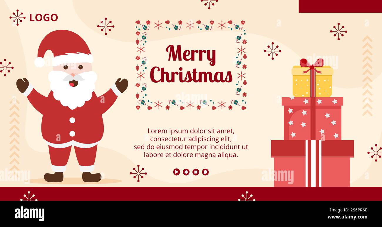 Merry Christmas Day Post Template Flat Design Illustration Editable of ...