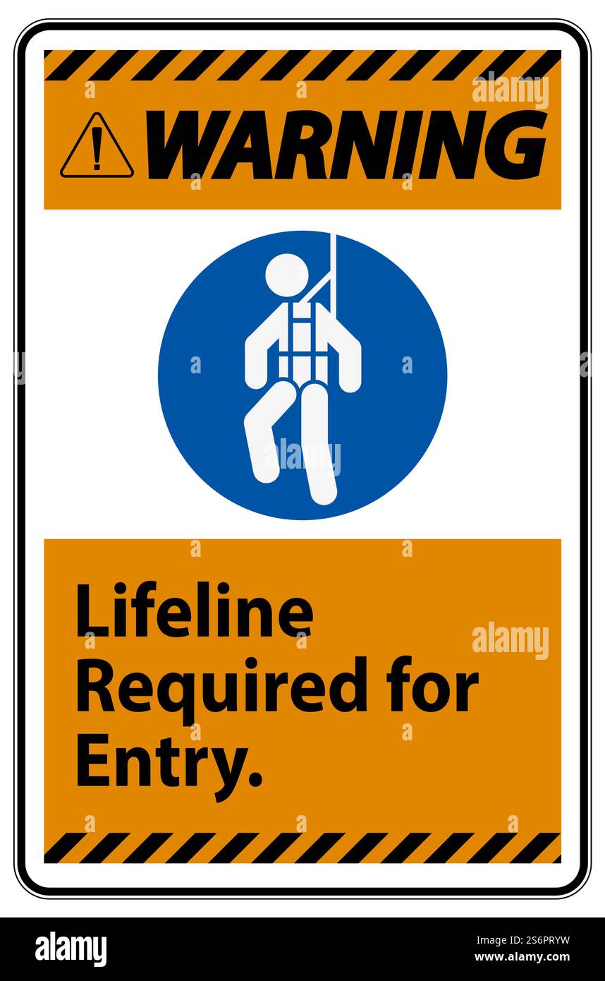 Warning Confined Space Sign Lifeline Required For Entry Stock Vector ...
