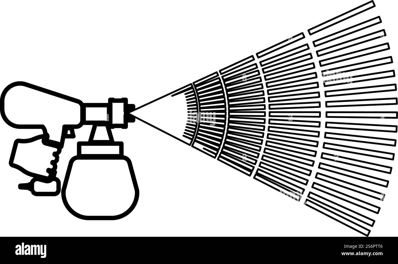 Coloring machine Painting tool in hand contour outline icon black color ...