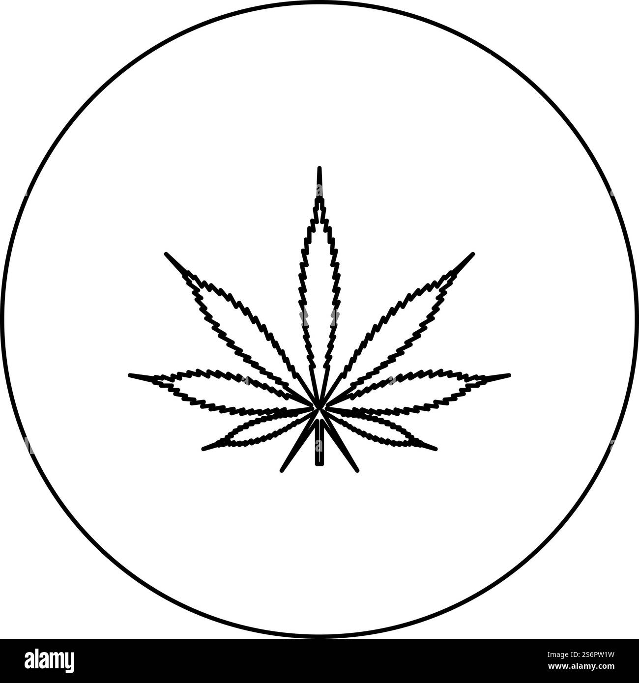 Leaf Cannabis Marijuana Hemp icon in circle round black color vector ...