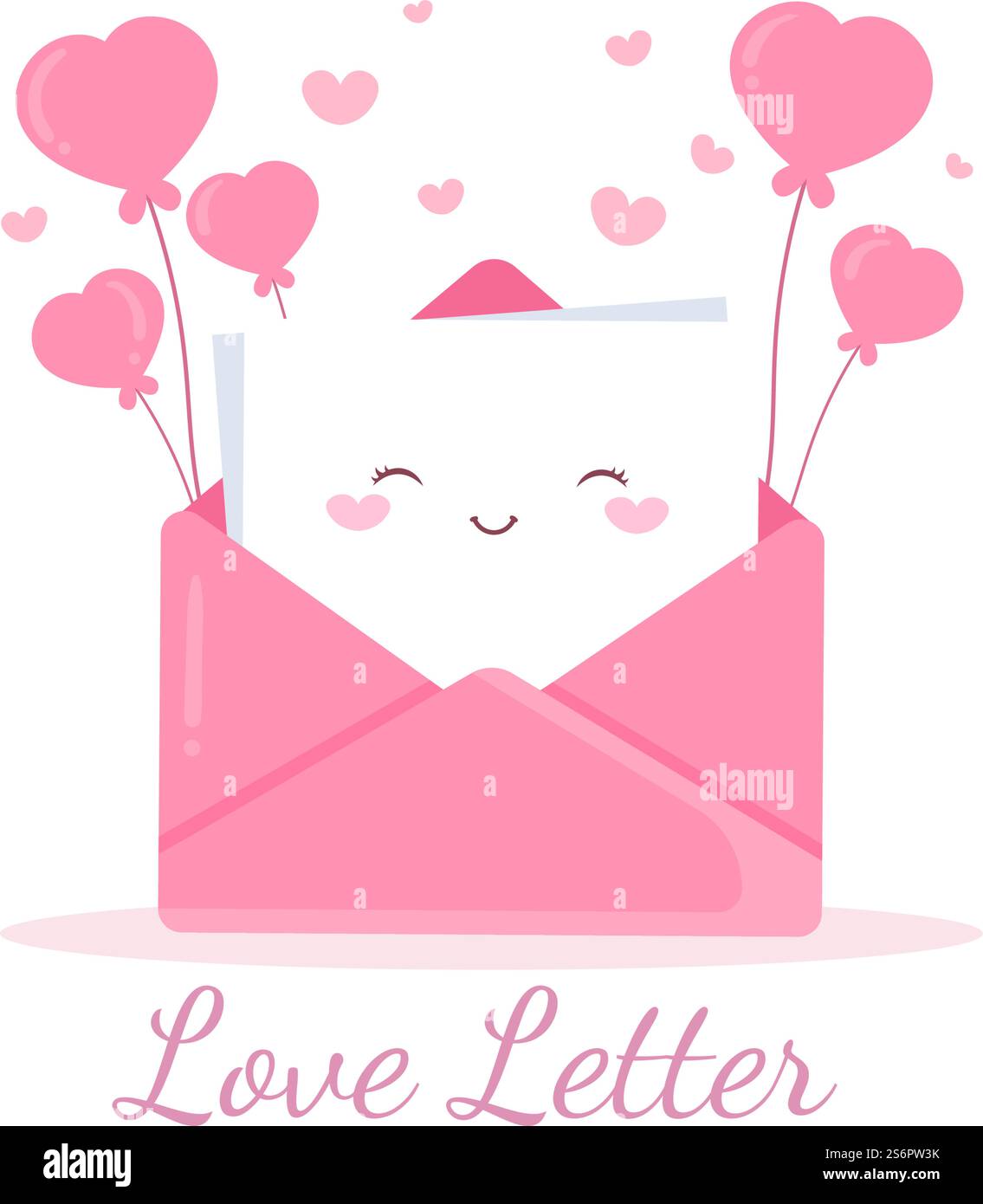 Love Letter Cartoon Background Flat Illustration for Messages of ...