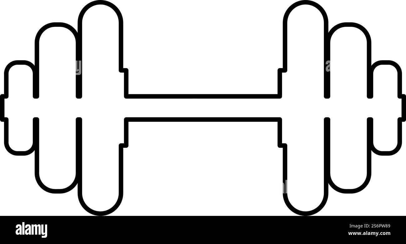 Dumbell Dumbbell disc weight training equipment contour outline icon ...