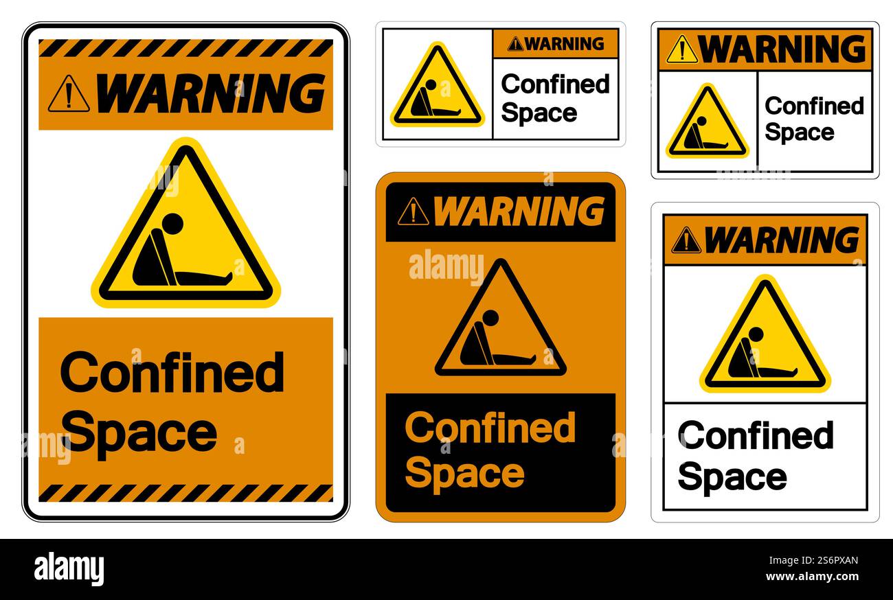 Caution Confined Space Symbol Sign Isolated On White Background Stock ...