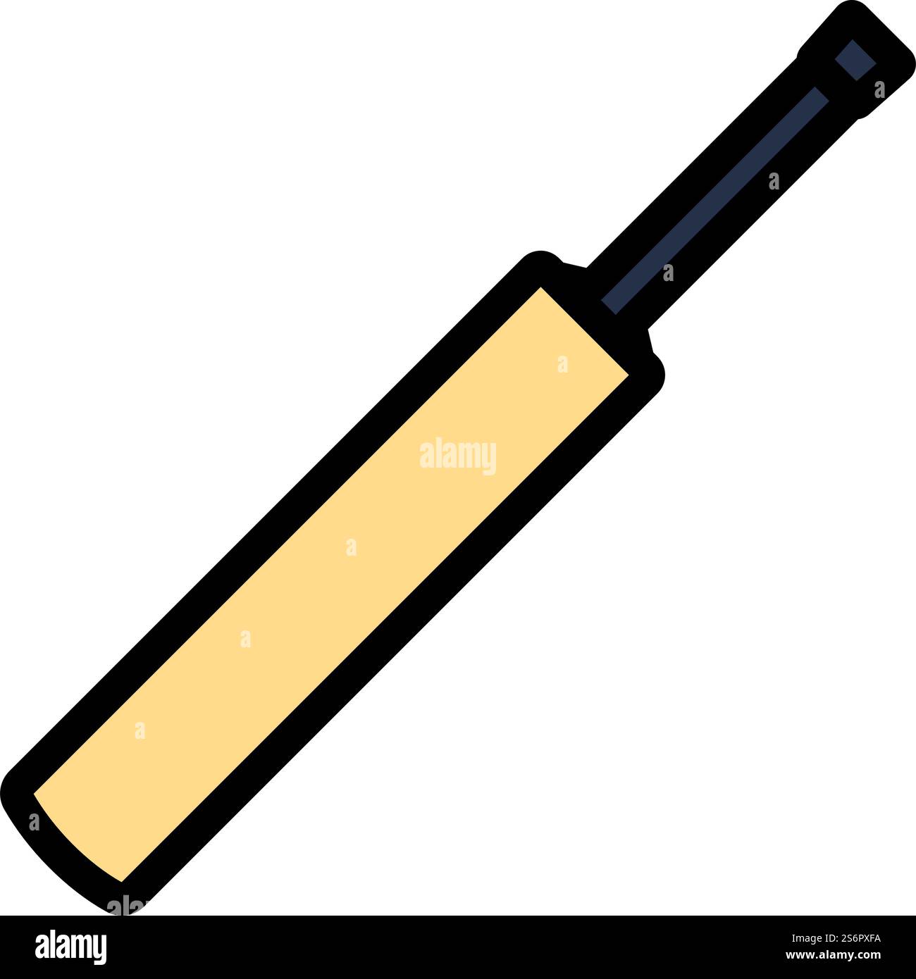 Cricket Bat Icon. Editable Bold Outline With Color Fill Design. Vector ...