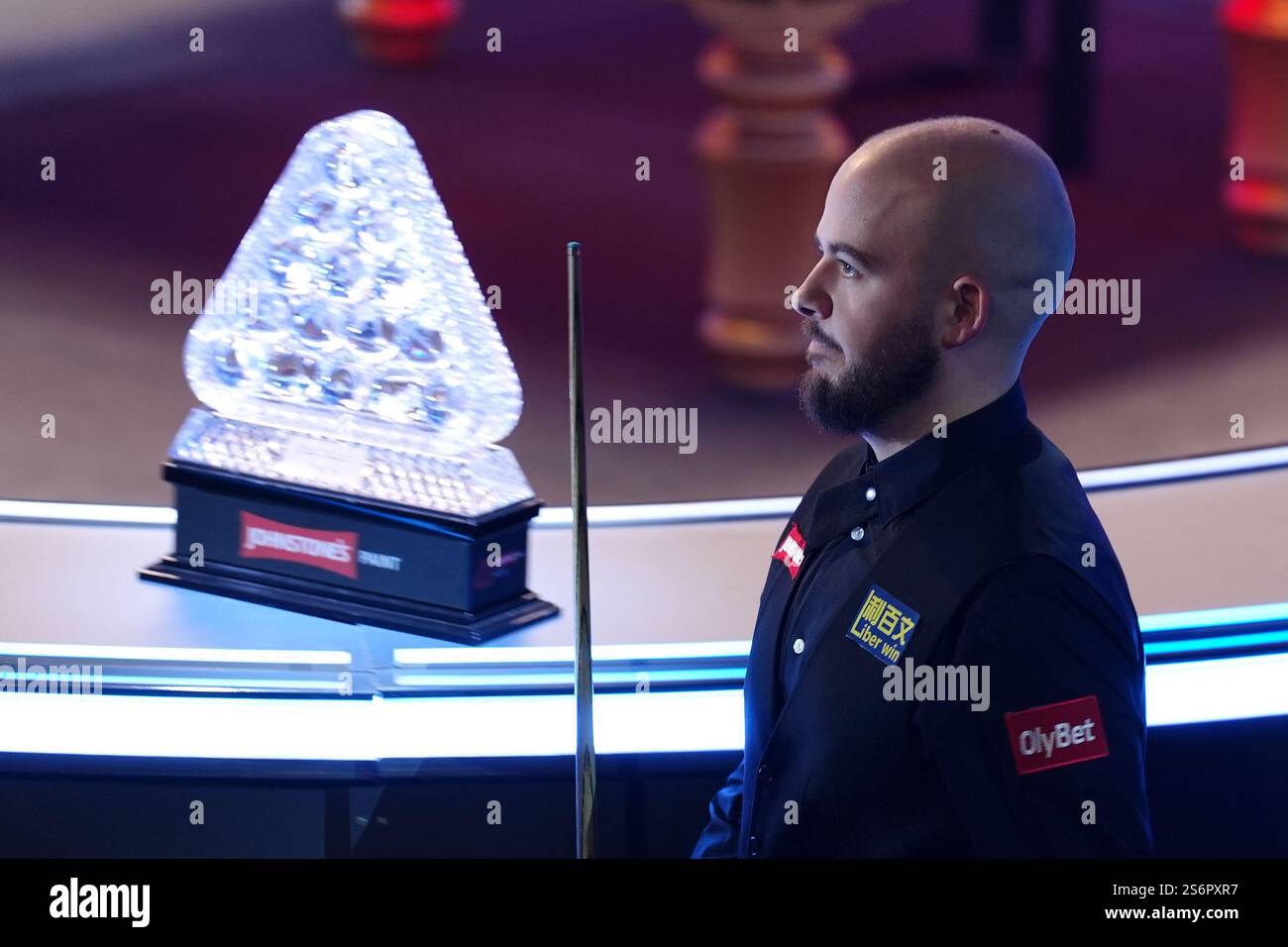 Luca Brecel during his match against Kyren Wilson (not pictured) on day ...