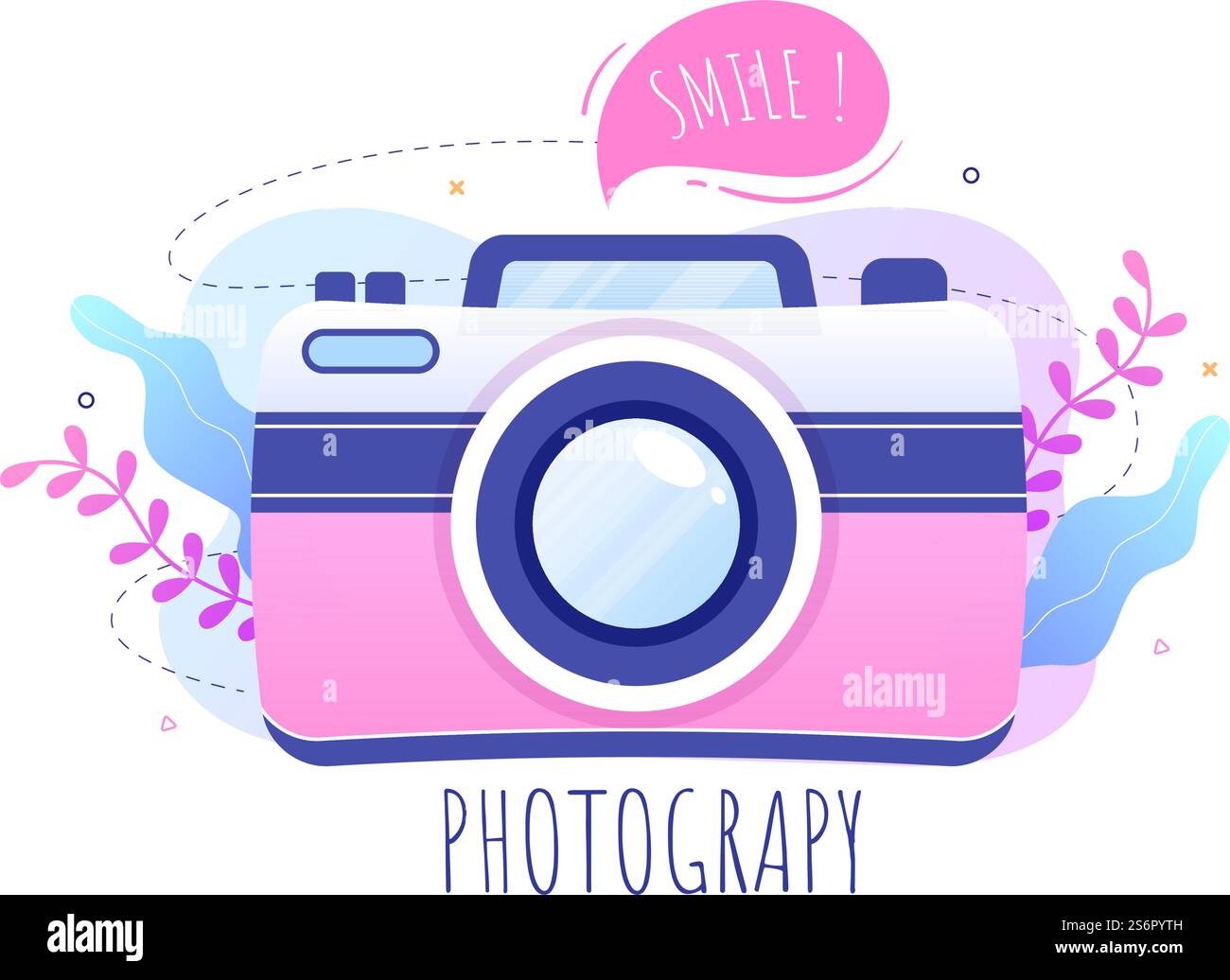 Photographer Flat Design Background with Camera, Digital Film Equipment ...