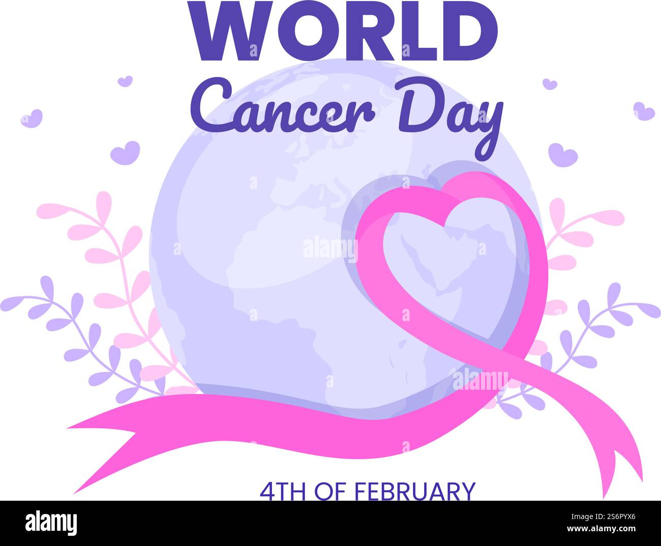 World Cancer Day with Ribbon Flat Vector Illustration. Inform the ...