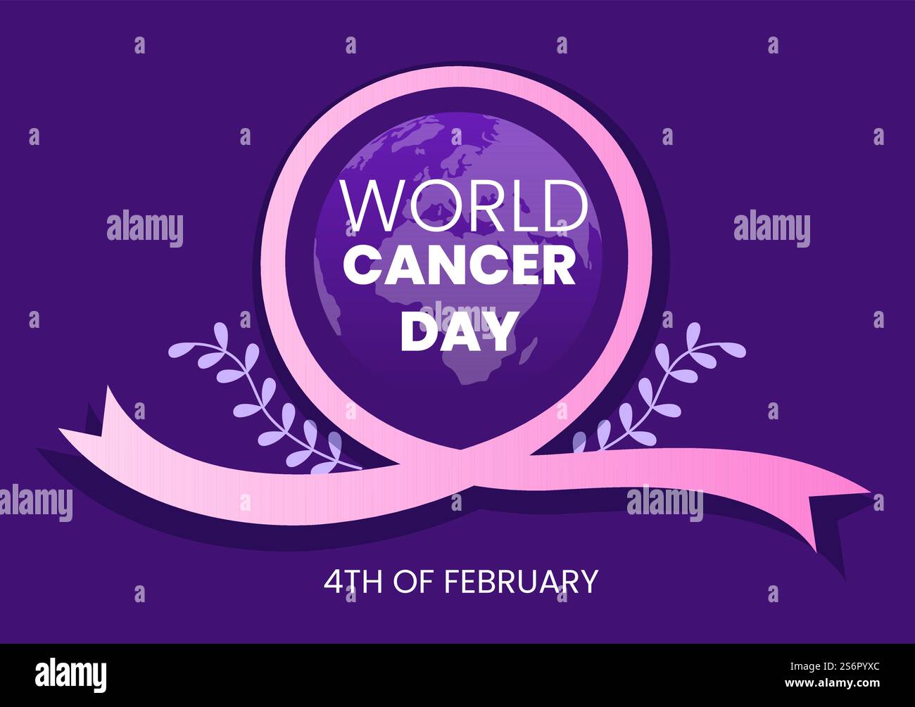 World Cancer Day with Ribbon Flat Vector Illustration. Inform the ...