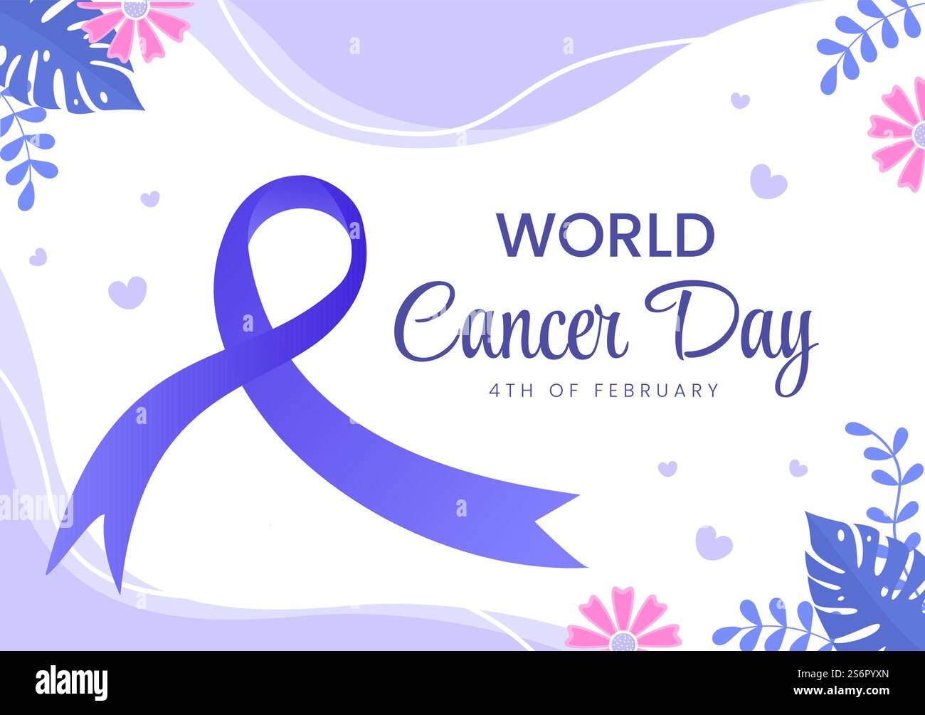 World Cancer Day with Ribbon Flat Vector Illustration. Inform the ...