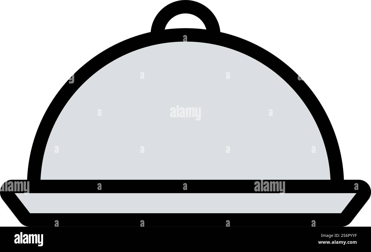 Icon Of Restaurant Cloche. Editable Bold Outline With Color Fill Design ...