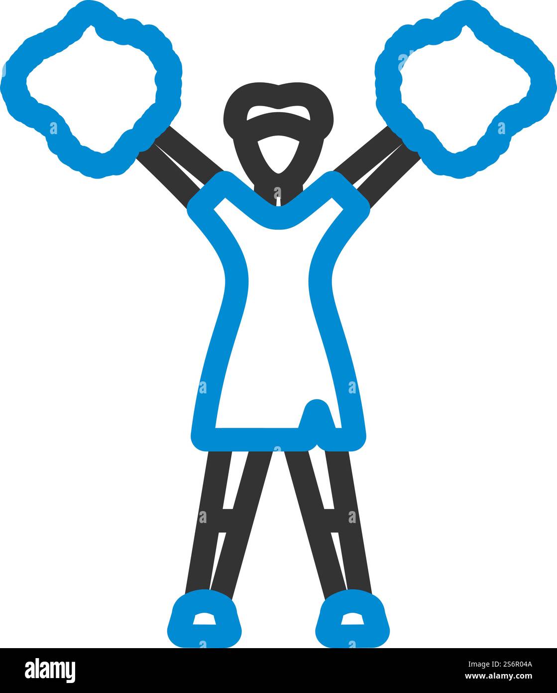 American Football Cheerleader Girl Icon. Editable Bold Outline With ...