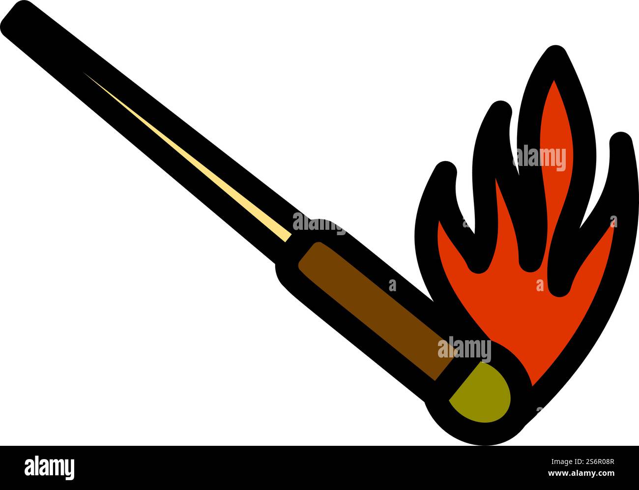 Burning Matchstik Icon. Editable Bold Outline With Color Fill Design ...